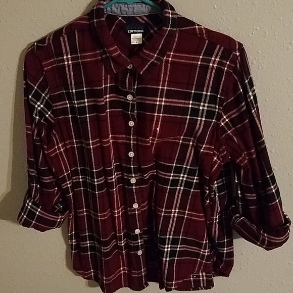 Basic Editions | Tops | Y2k Basic Editions Button Up Roll Sleeve | Poshmark